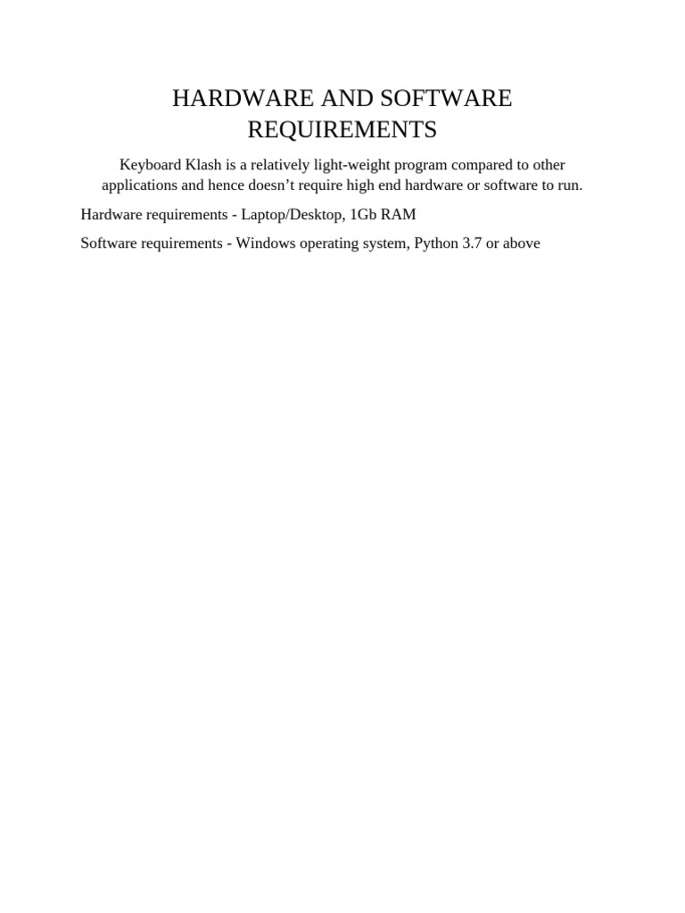Keyboard Klash System Requirements | PDF