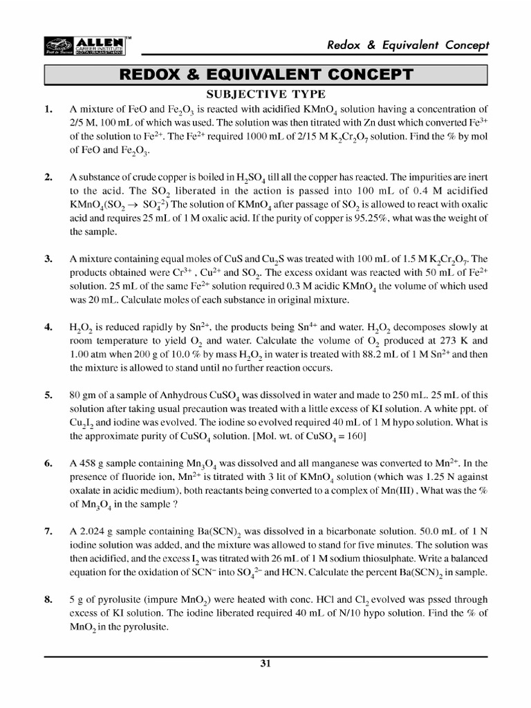 Redox Good Questions | PDF