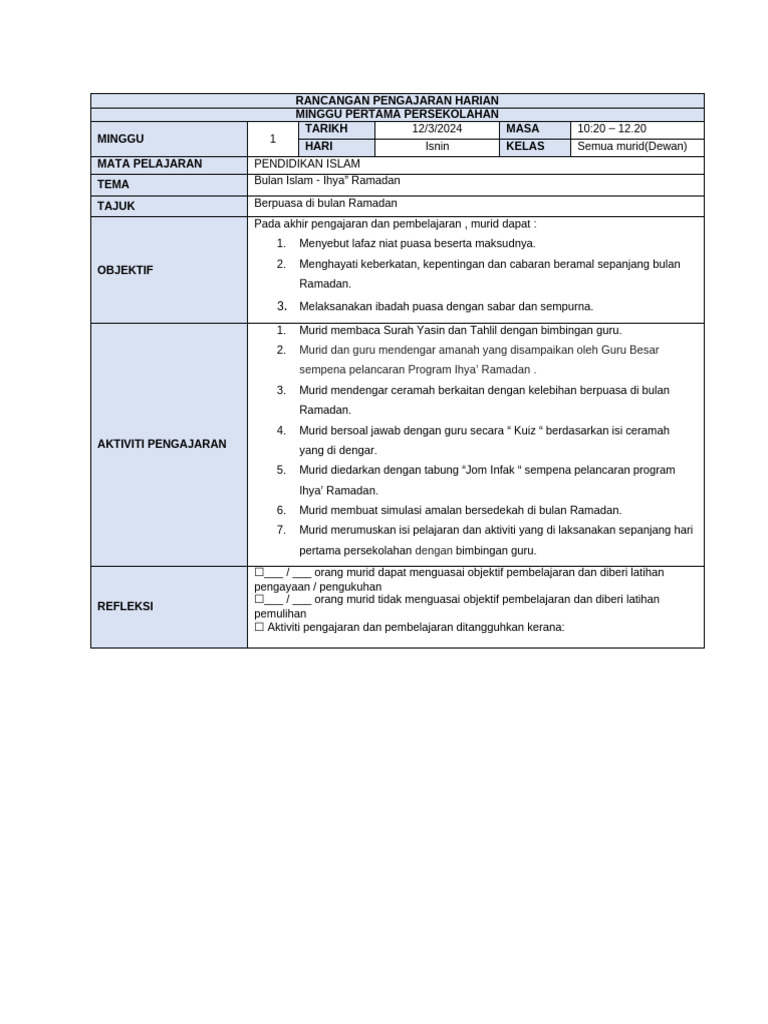 Ihya' Ramadan: Puasa & Solat | PDF