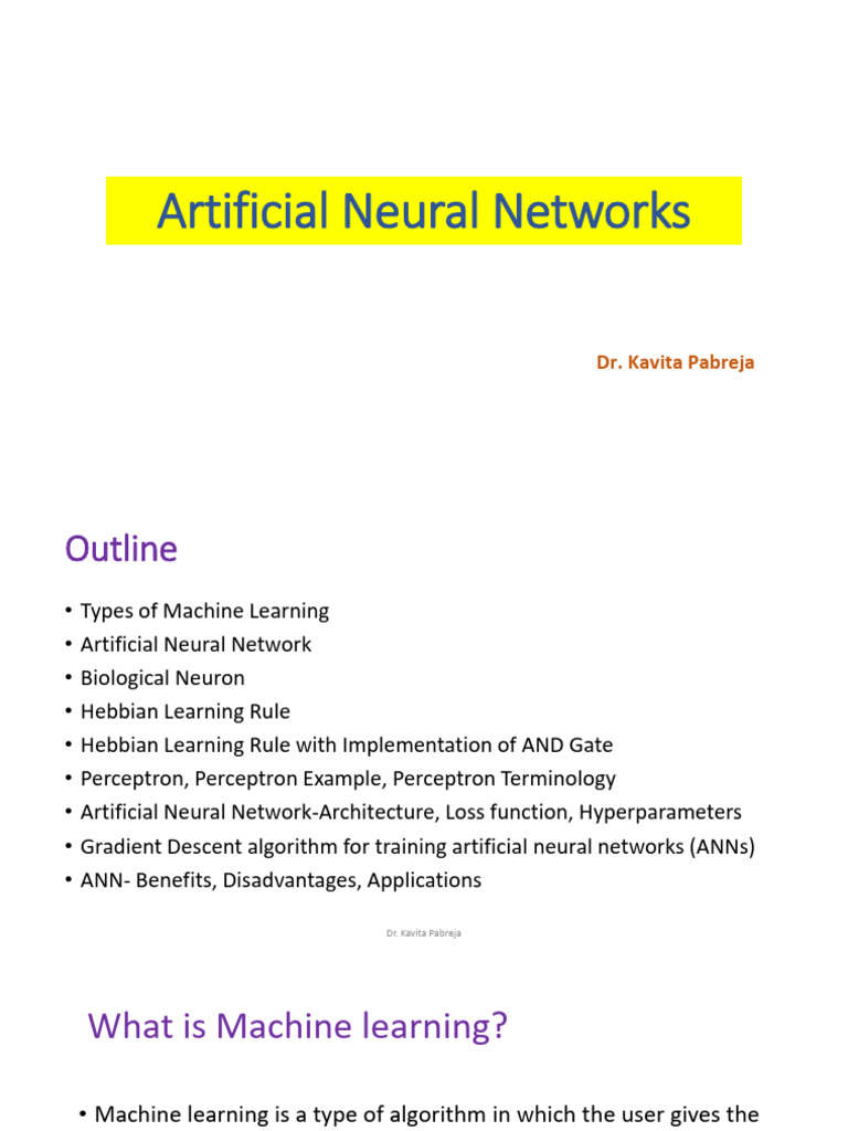 Lecture 1artificial Neural Networks | PDF | Artificial Neural Network | Machine Learning