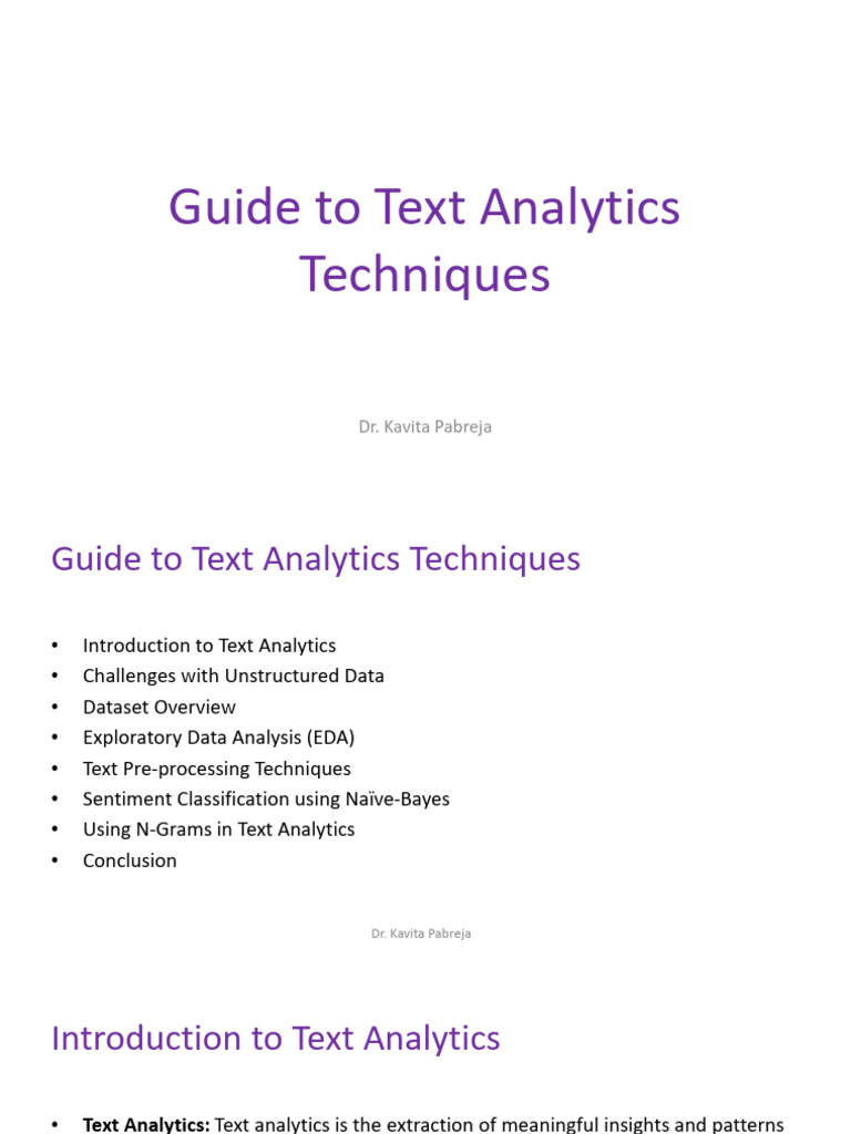 Lecture 2 Guide to Text Analytics Techniques | PDF | Analytics ...