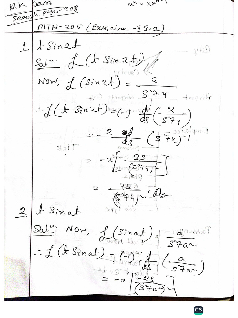 MTH-205 (Laplace Transformation 13.2) H.K Dass | PDF