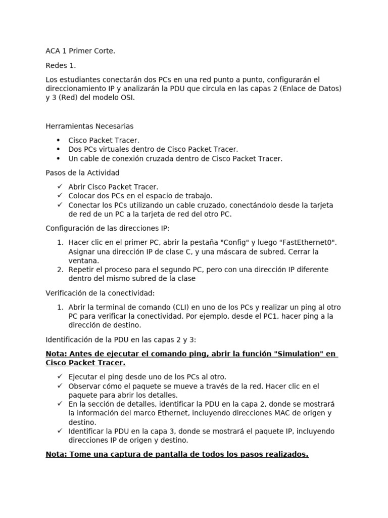 ACA 1 MODELO OSI PDU | PDF