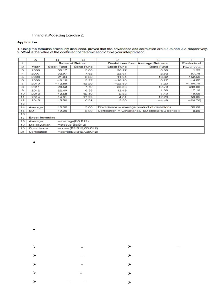 Financial Modelling Exercise 2 - Abellar | PDF | Financial Risk ...