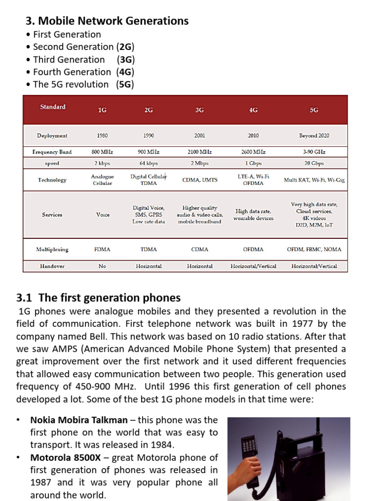 Overview of Mobile Network Generations | PDF | Gsm | Mobile Phones