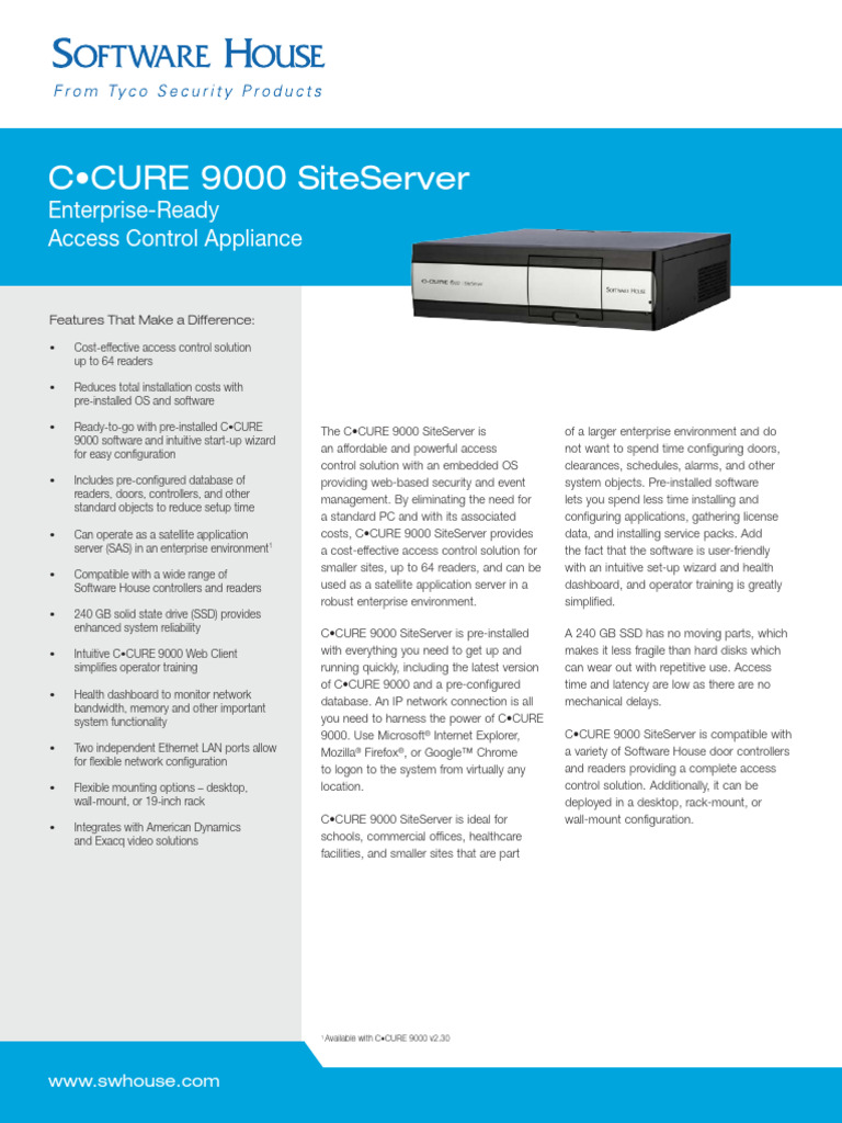 ccure-9000-siteserver_ds_r07_lt_en | PDF | Databases | Access Control