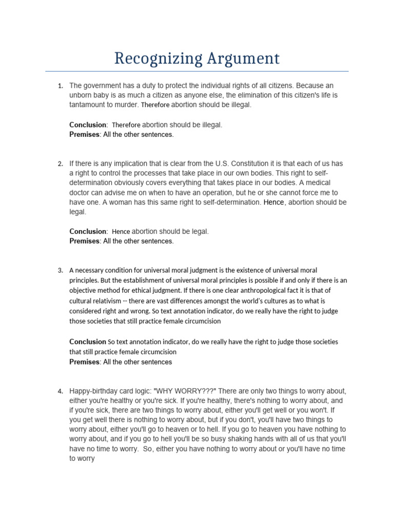 Recognizing Argument | PDF | Argument