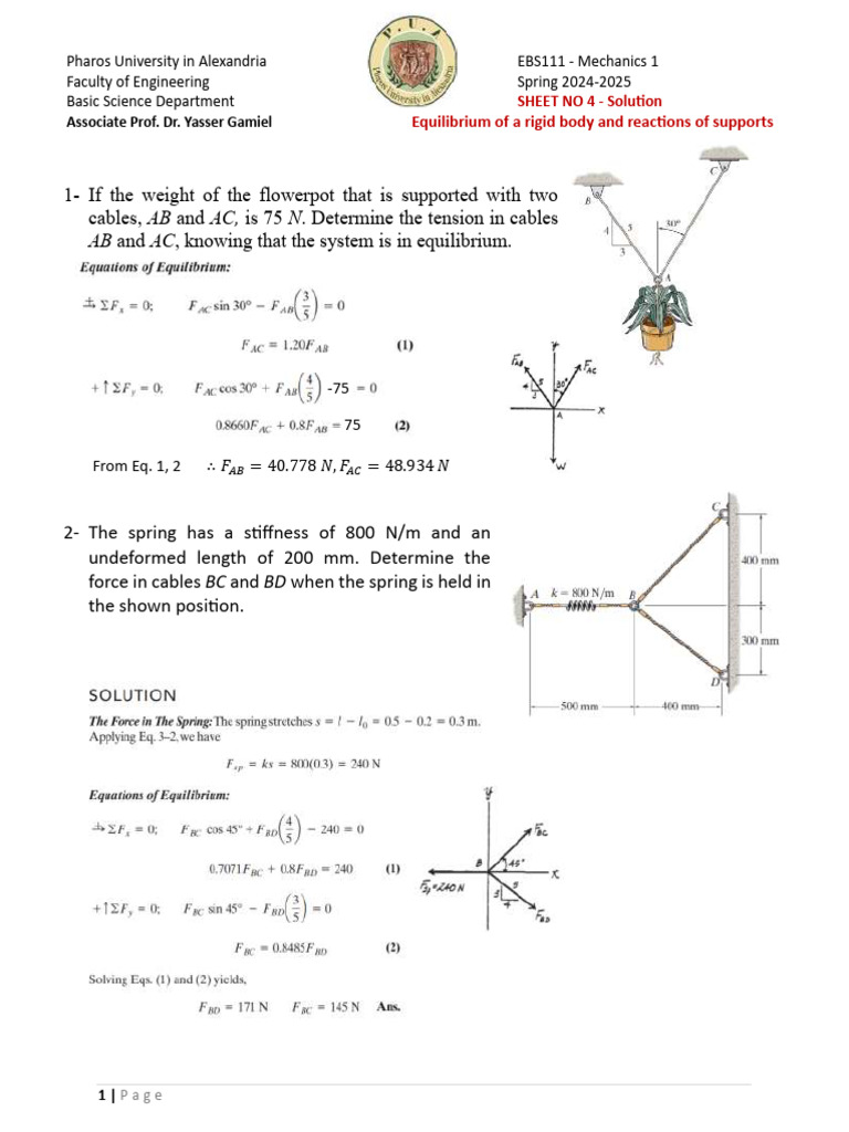 sheet 4-EBS111-Solution | PDF | Beam (Structure) | Mechanical Engineering