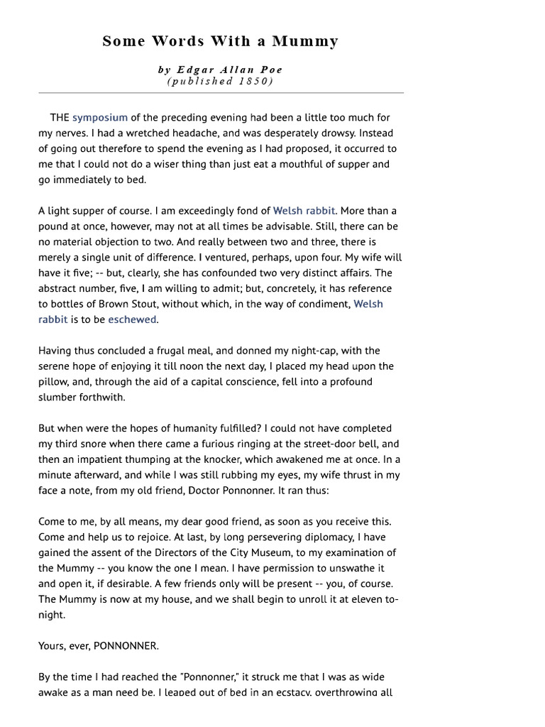 Edgar Allan Poe - Some Words With A Mummy | PDF