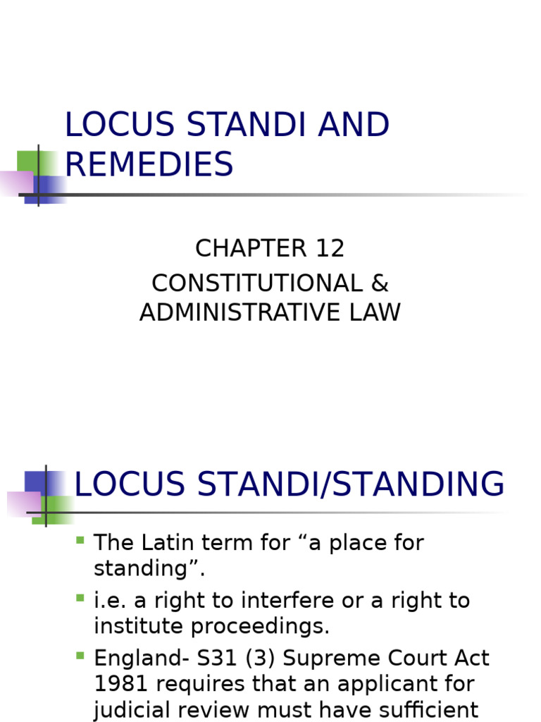 Locus Standi and Remedies in Law | PDF | Mandamus | Certiorari