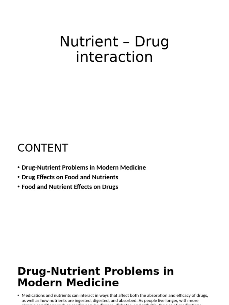 Drug - Nutrient Interaction | PDF | Nutrients | Vitamin
