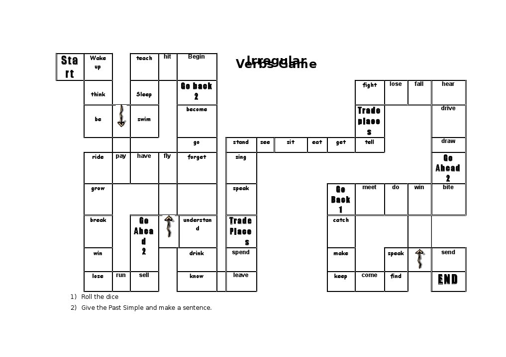 Irregular Verbs Game | PDF