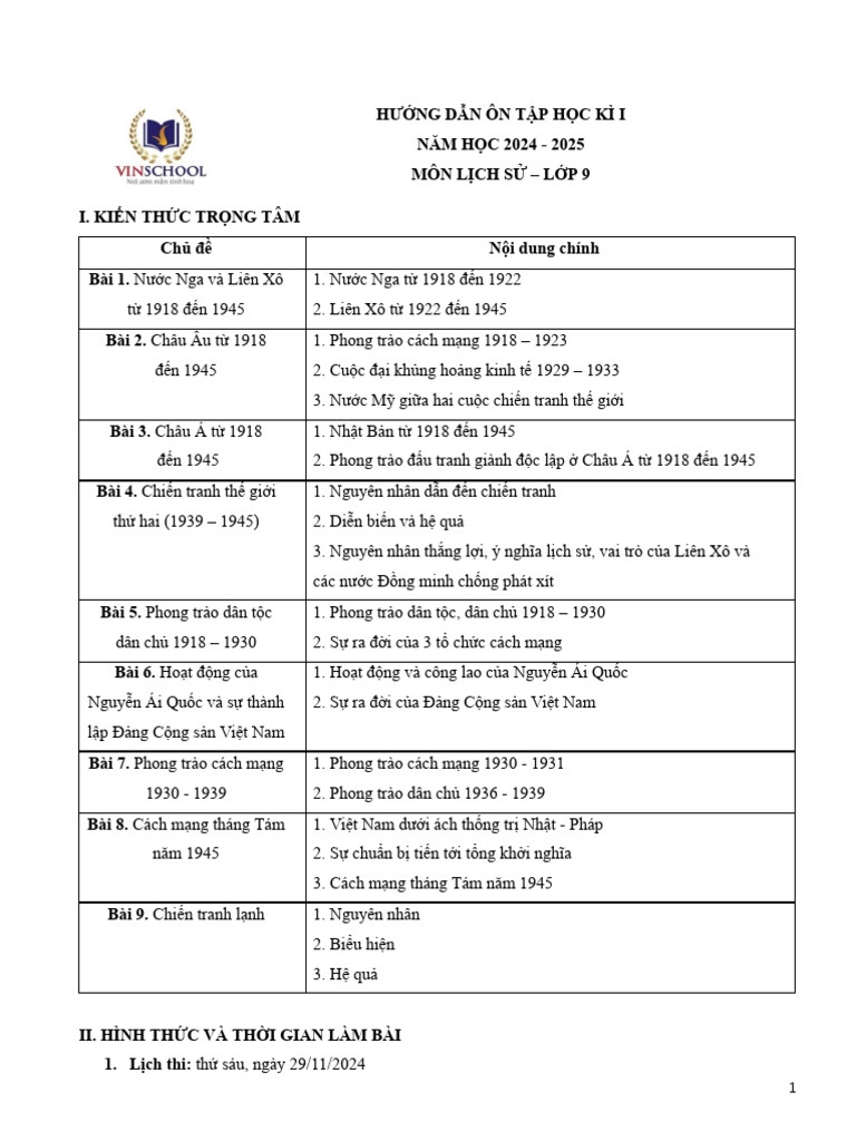 OCP_HDOT_HK1_Lịch sử 9.docx | PDF