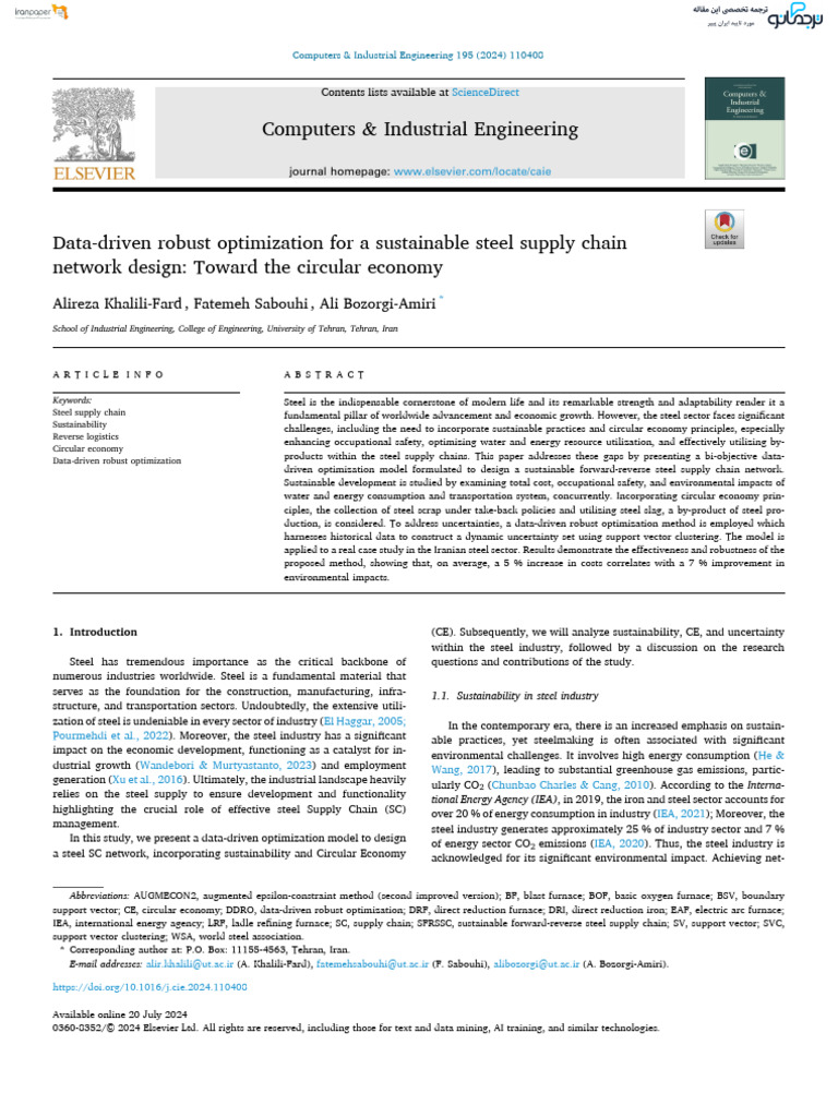 Computers Industrial Engineering: Alireza Khalili-Fard, Fatemeh Sabouhi, Ali Bozorgi-Amiri | PDF ...