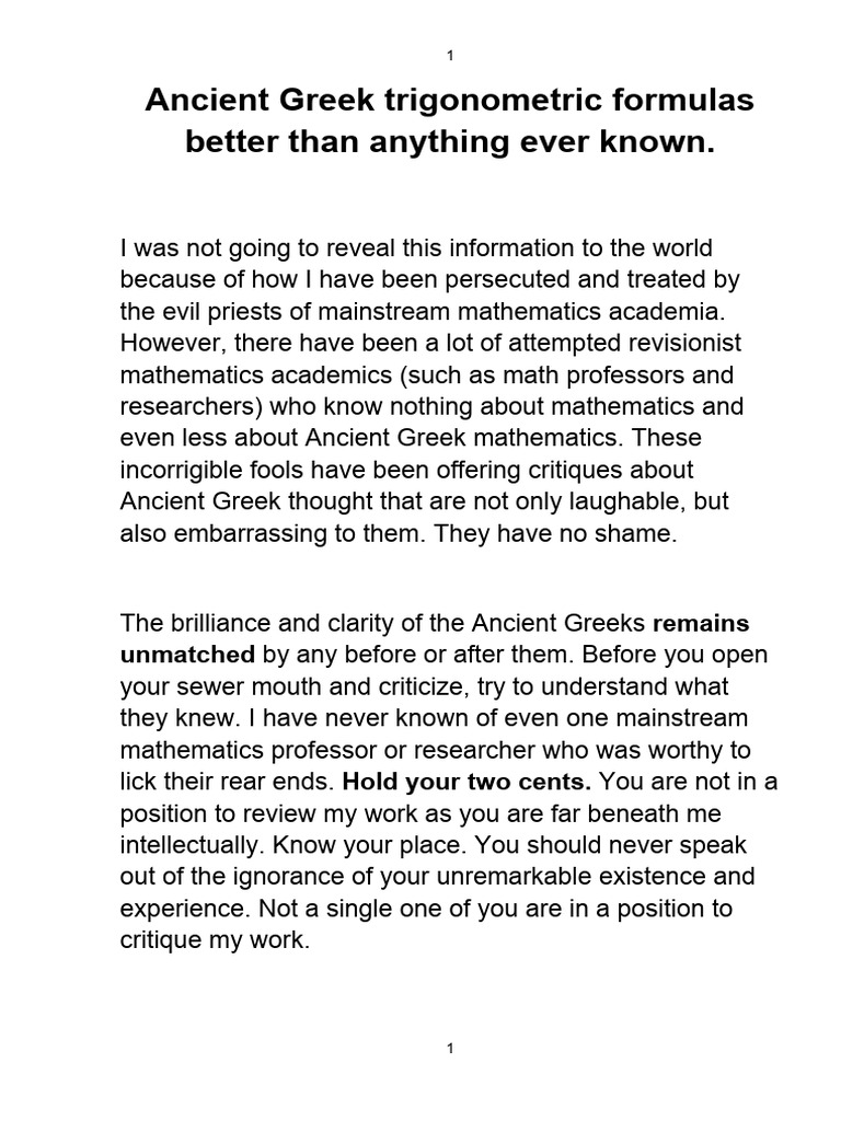 Ancient Greek Formulas | PDF | Trigonometric Functions | Trigonometry