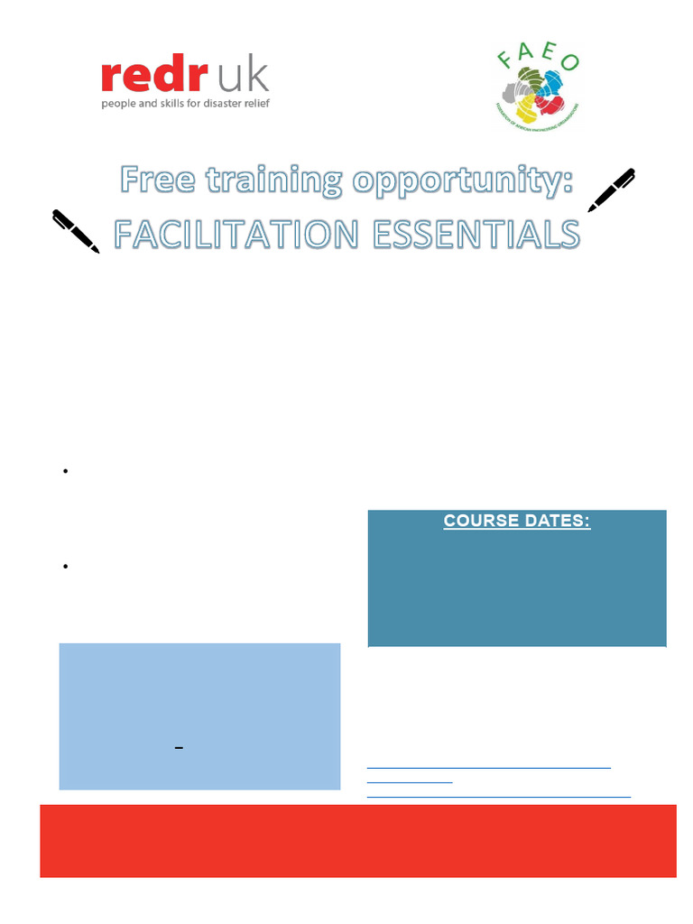 Online Training Skills - Advert - RedR UK and FAEO | PDF