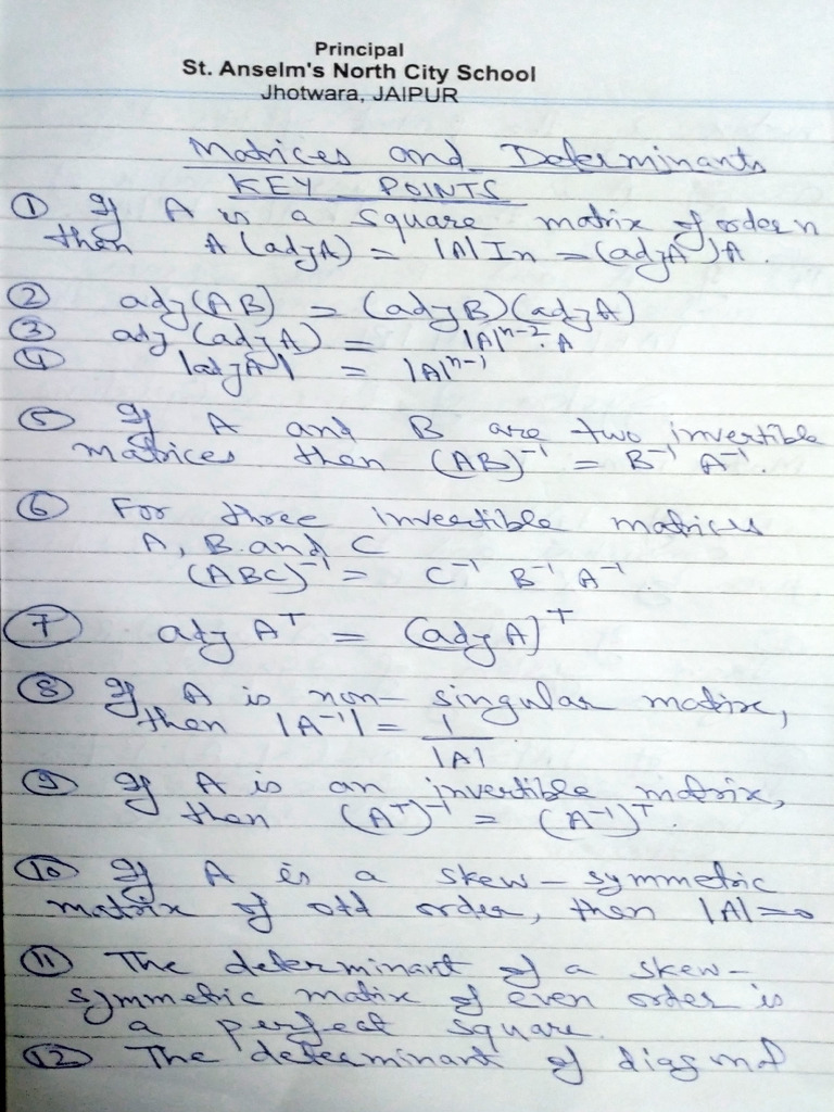 Key Points of Determinants (1) - 1 | PDF