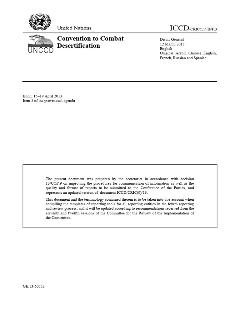 United Nations. Convention To Combat Desertification | PDF | Capacity ...