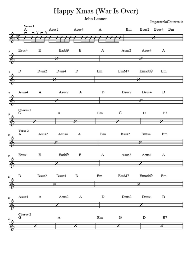 John Lennon - Happy Xmas (Impararelachitarra - It) | PDF
