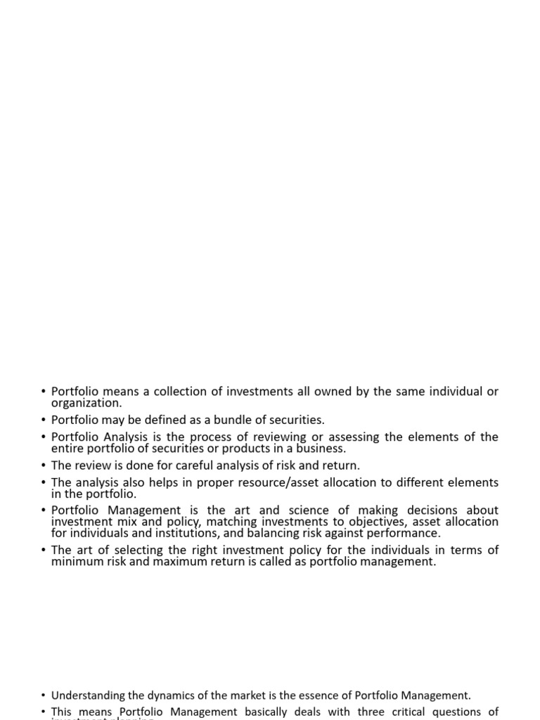 Portfolio Mgt Pdf Modern Portfolio Theory Financial Risk