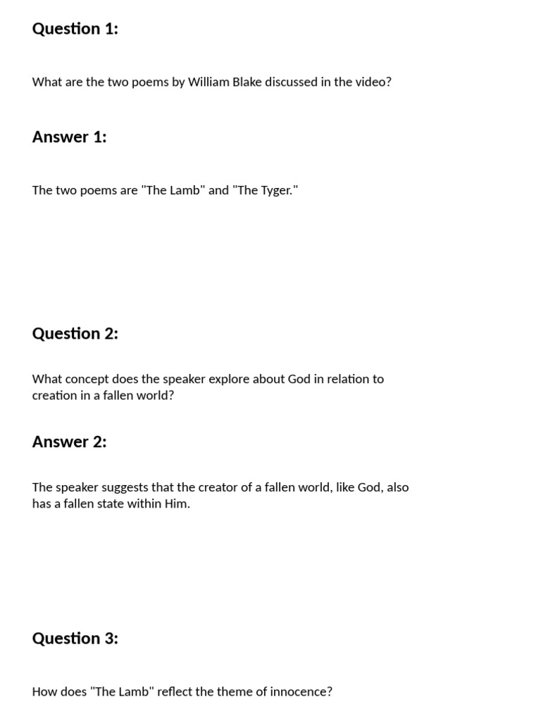 The Lamb and The Tyger - William Blake - Line by Line Explanation ...