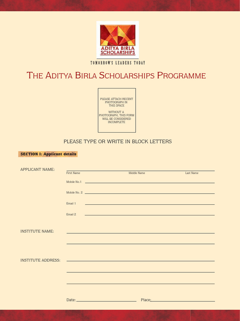 Aditya Birla Scholarship Application Guide | PDF