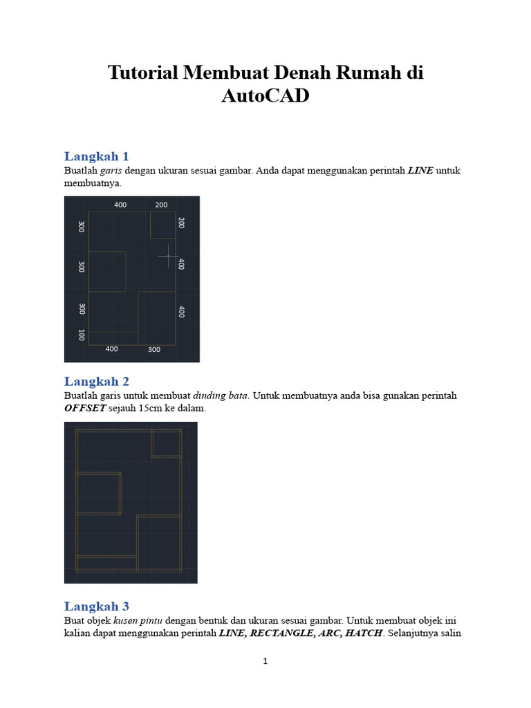 Tutorial Membuat Denah Rumah Di AutoCAD | PDF