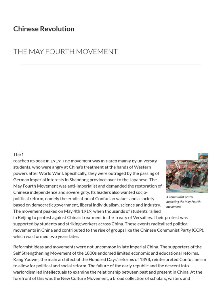May Fourth Movement: 1919 Protests Explained | PDF | China | World Politics