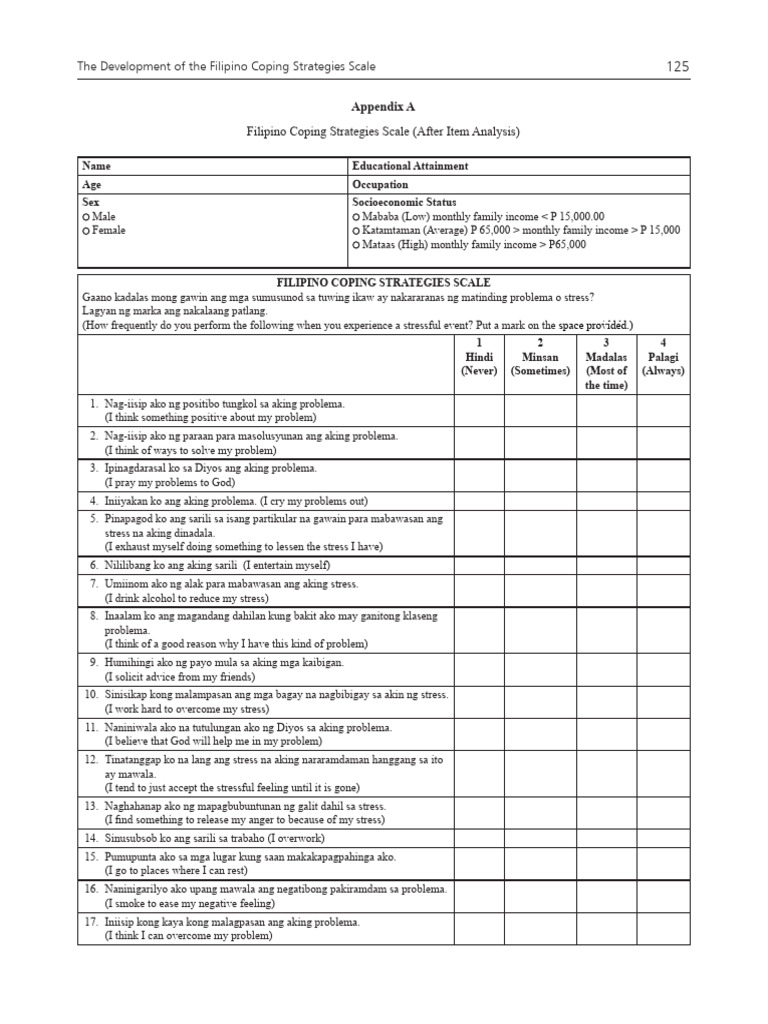 Filipino Coping Strategies Scale | PDF