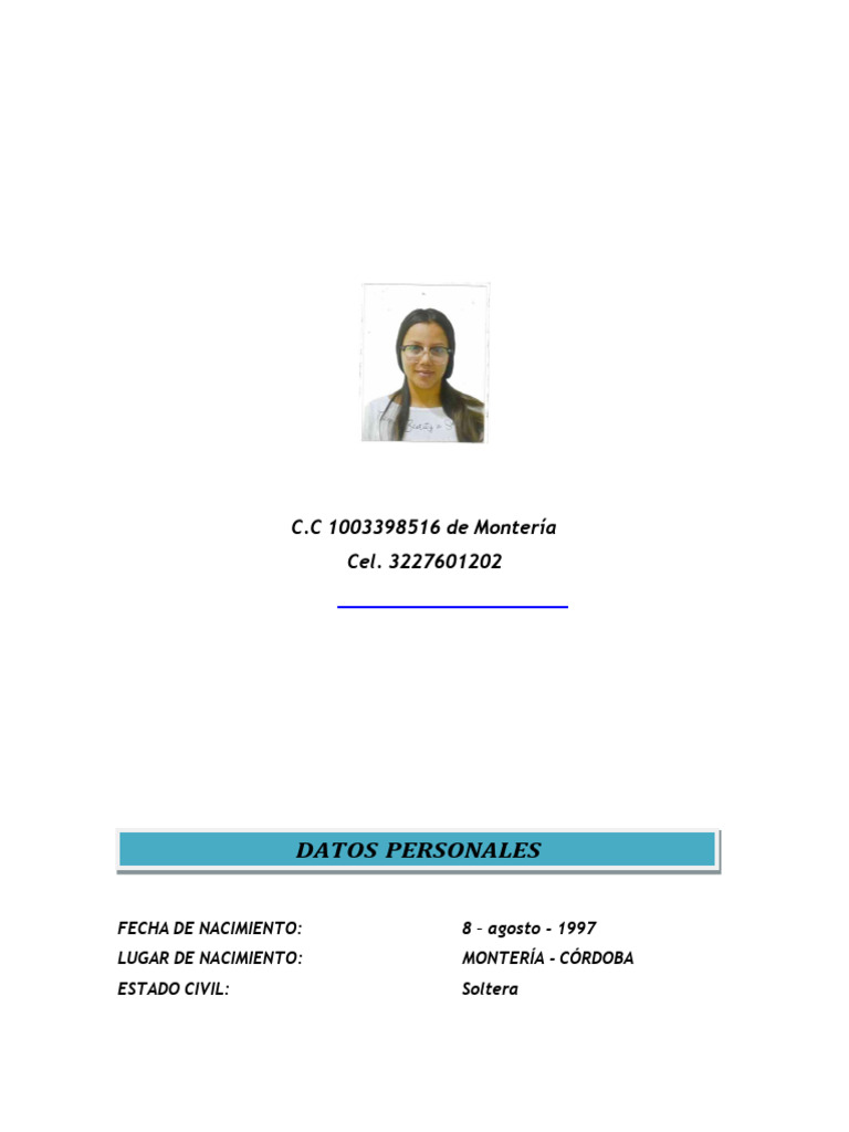 Hoja de Vida Shaylin | PDF