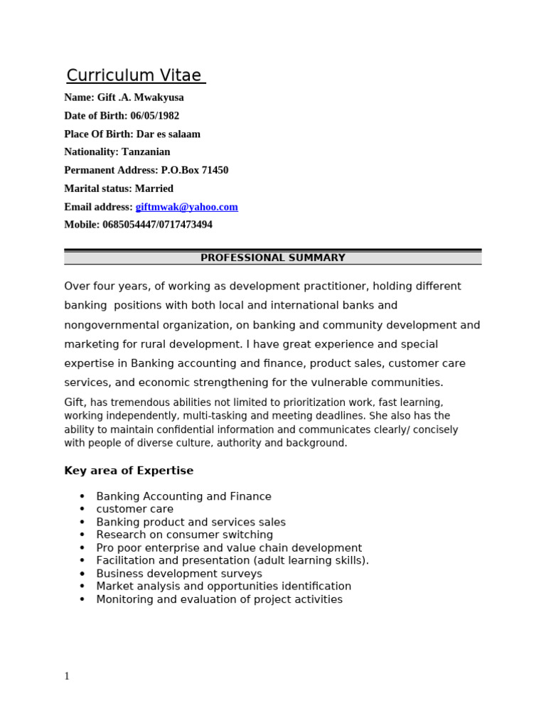 GM CV | PDF | Tanzania | Point Of Sale