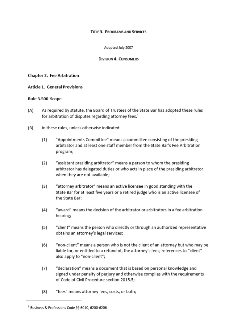Rules Title3 Div4 Ch2 Fee Arb | PDF | Arbitral Tribunal | Arbitration