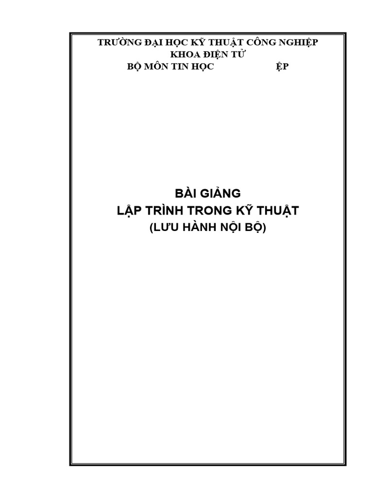 Bai Giang Lap Trinh Trong Ky Thuat | PDF