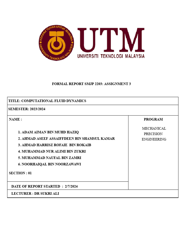 GROUP 4 ASSIGNMENT 3 APPLIED FLUID MECHANIC | PDF | Computational Fluid Dynamics | Heat Transfer
