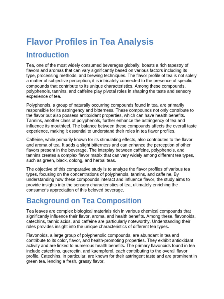 Analyzing Tea Flavor Profiles | PDF | Phenolic Content In Wine | Tea