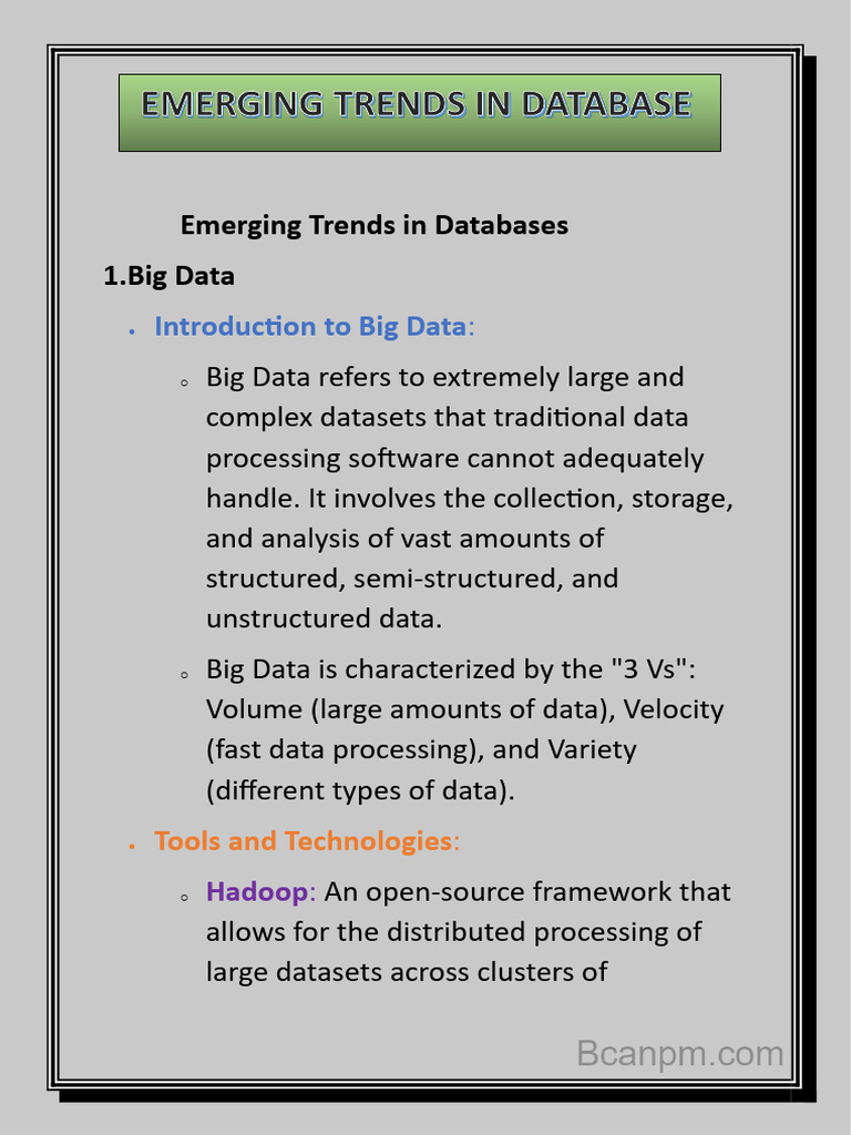 Emerging Trends in Database | PDF | Databases | No Sql