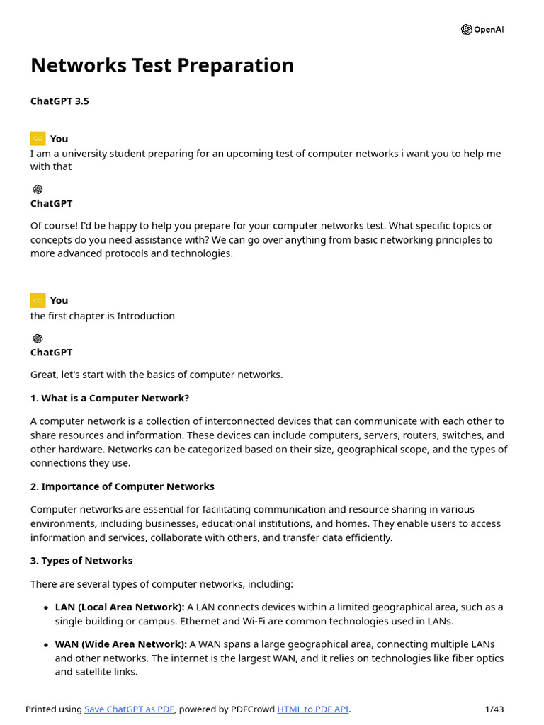 Networks Test Preparation | PDF | Computer Network | Osi Model