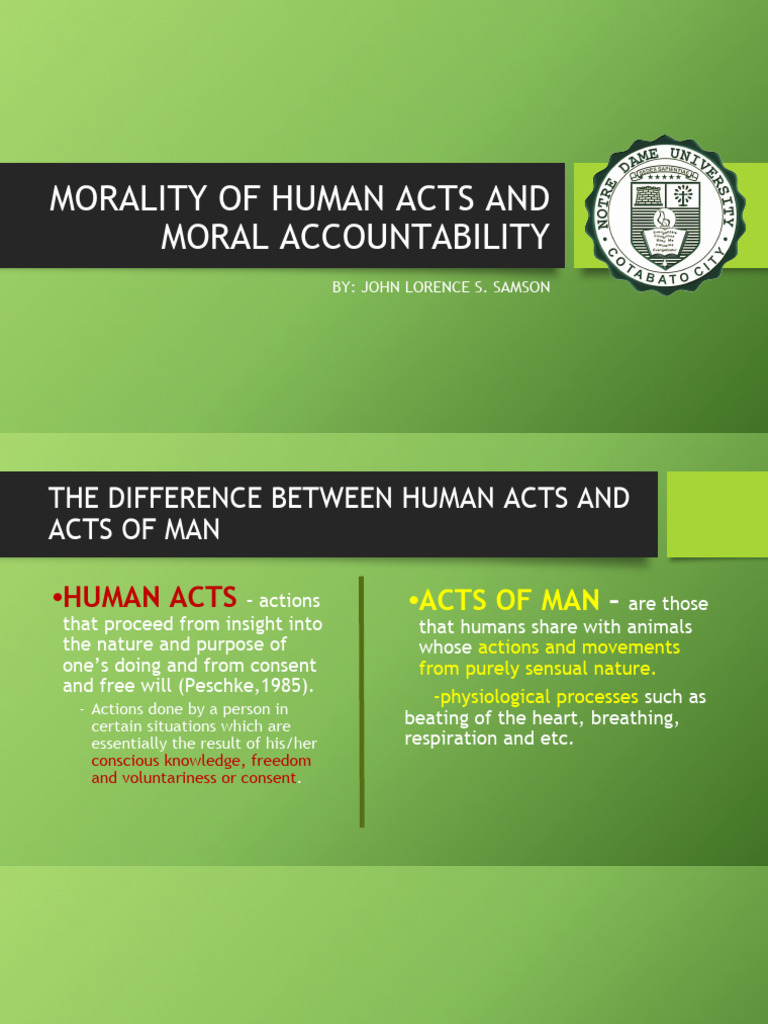 Morality of Human Acts and Moral Accountability | PDF | Intention ...