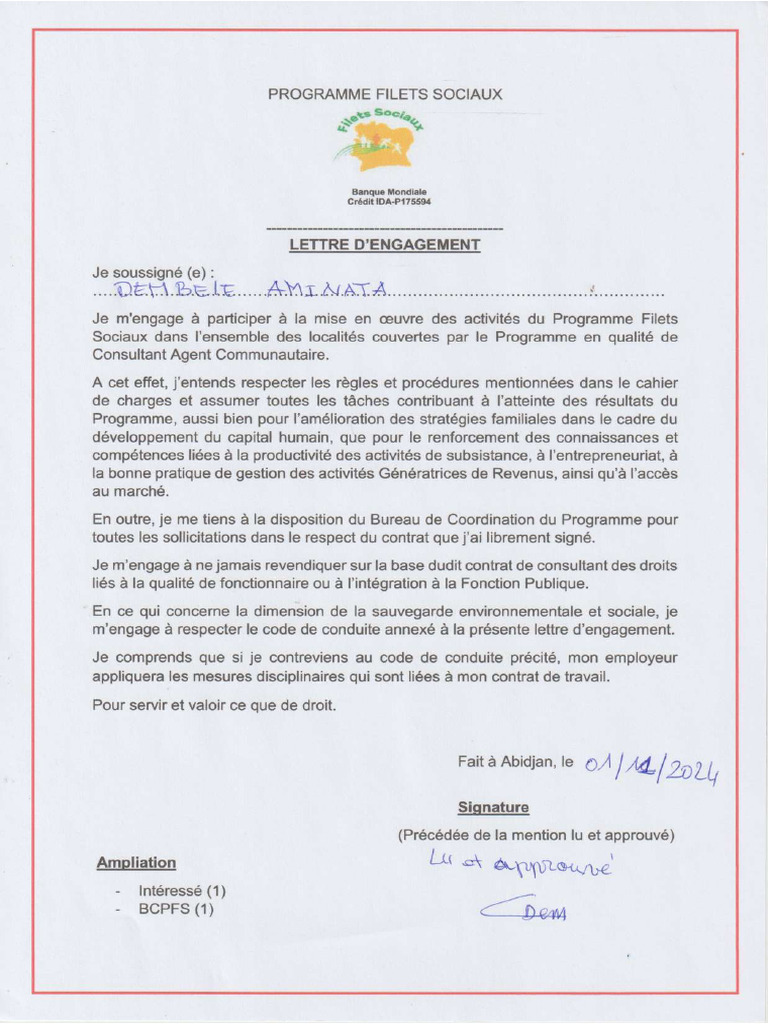 Lettre D'engagement | PDF