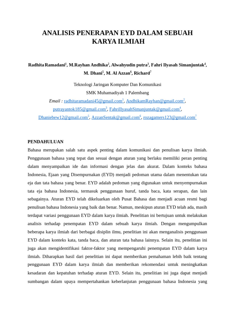 Analisis Penerapan Eyd Dalam Sebuah | PDF