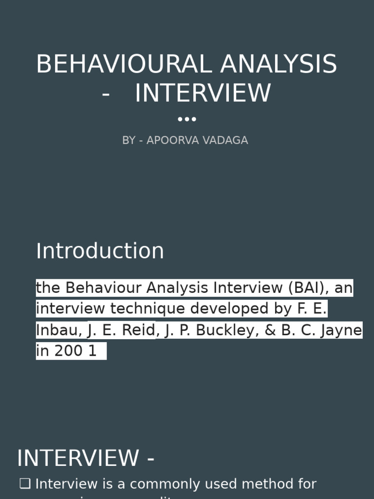 Behavioural Analysis - Interview | PDF