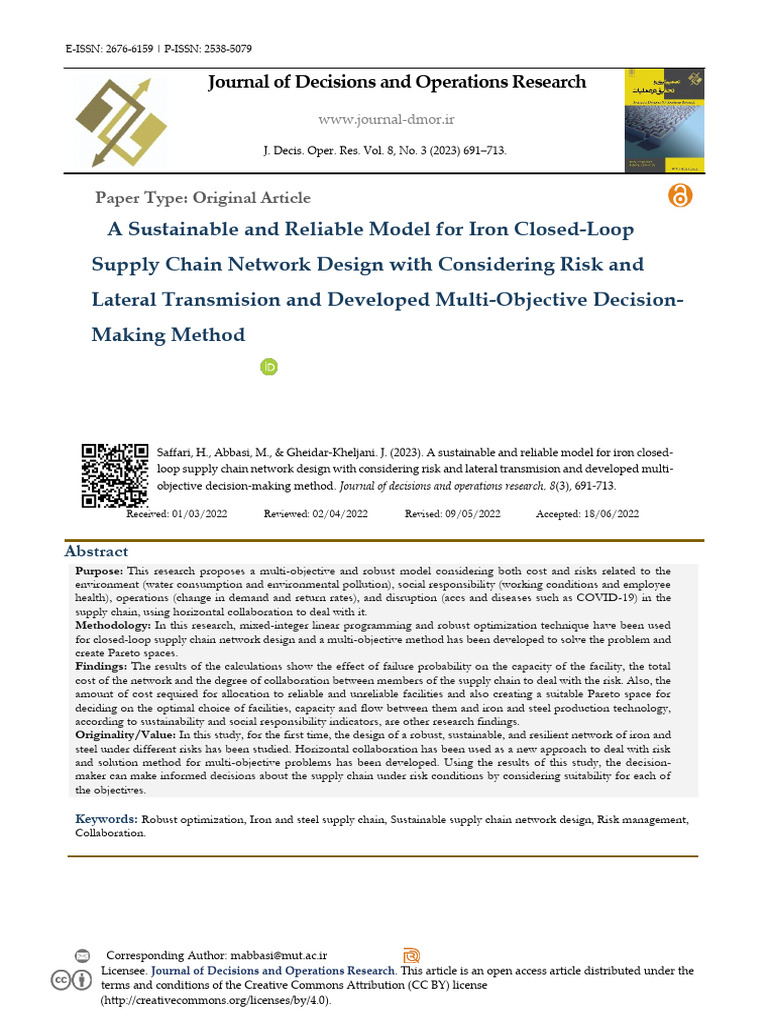 DMOR - Volume 8 - Issue 3 - Pages 691-713 | PDF