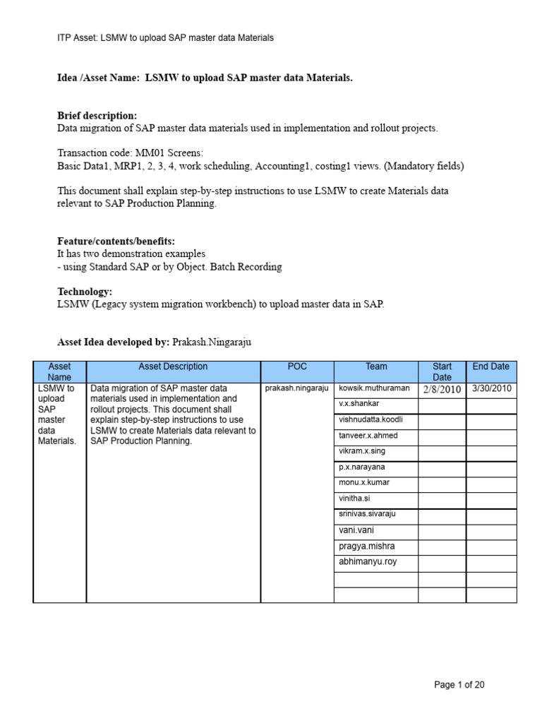 LSMW To Upload Sap Master Data Materials | PDF | Computer Programming | Data