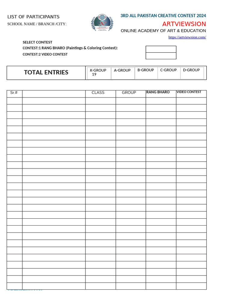 List of Participants - Excel Sheet | PDF