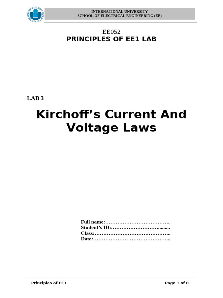 Lab 2 - Kirchoff's Current and Voltage Laws | PDF | Resistor | Electrical Network