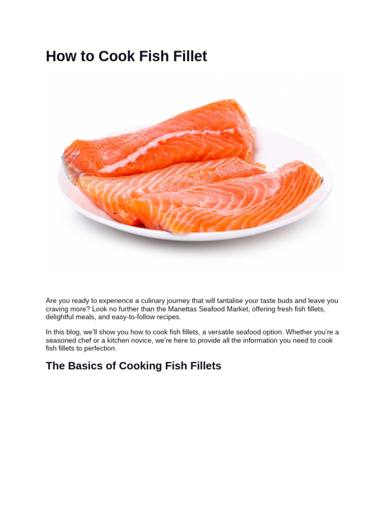 How to Cook Fish Fillet | PDF | Grilling | Baking