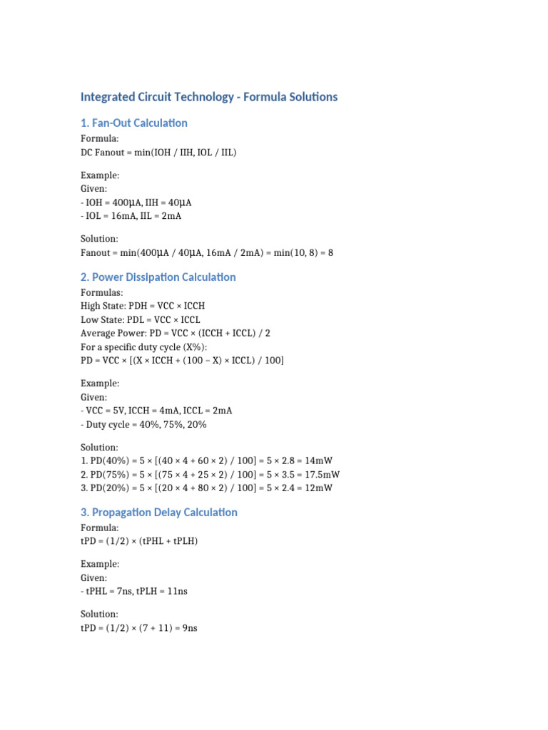 Integrated_Circuit_Formulas | PDF