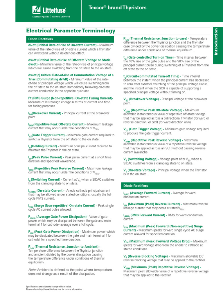 Littelfuse Electrical Parameter Terminology Application Note | PDF | Power Engineering ...