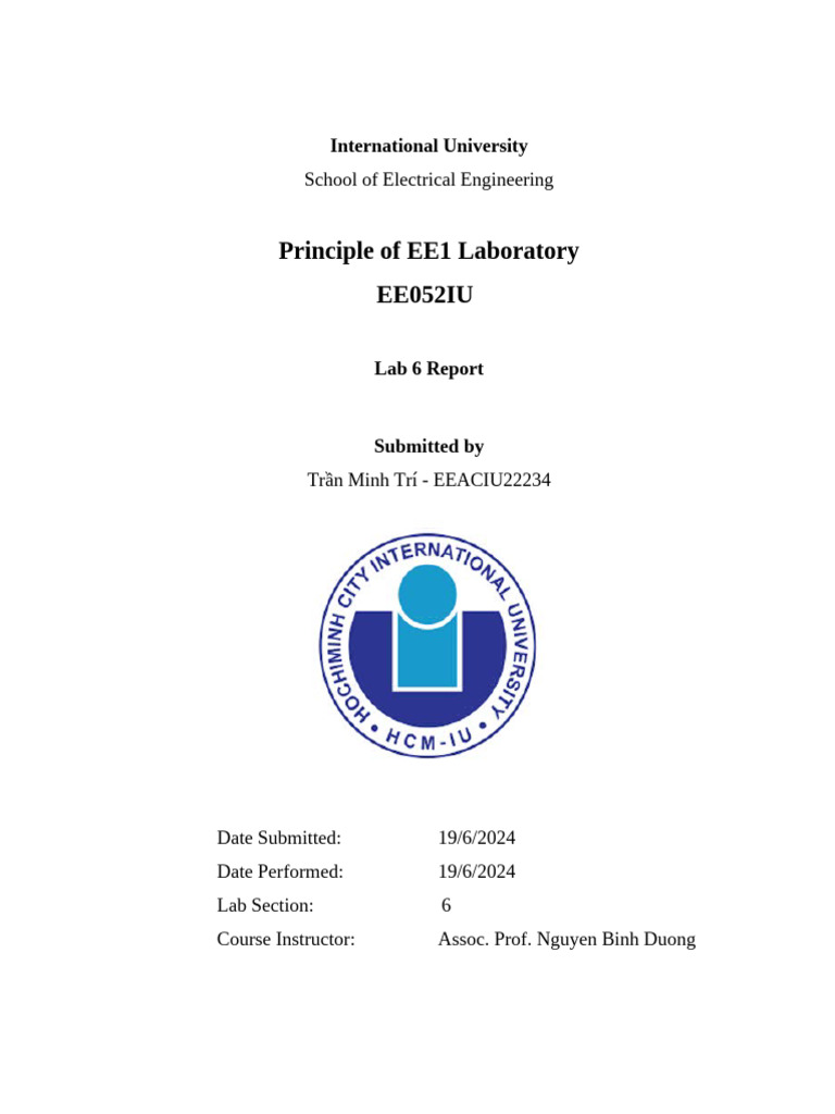 TranMinhTri Lab6 | PDF | Electrical Impedance | Electrical Network