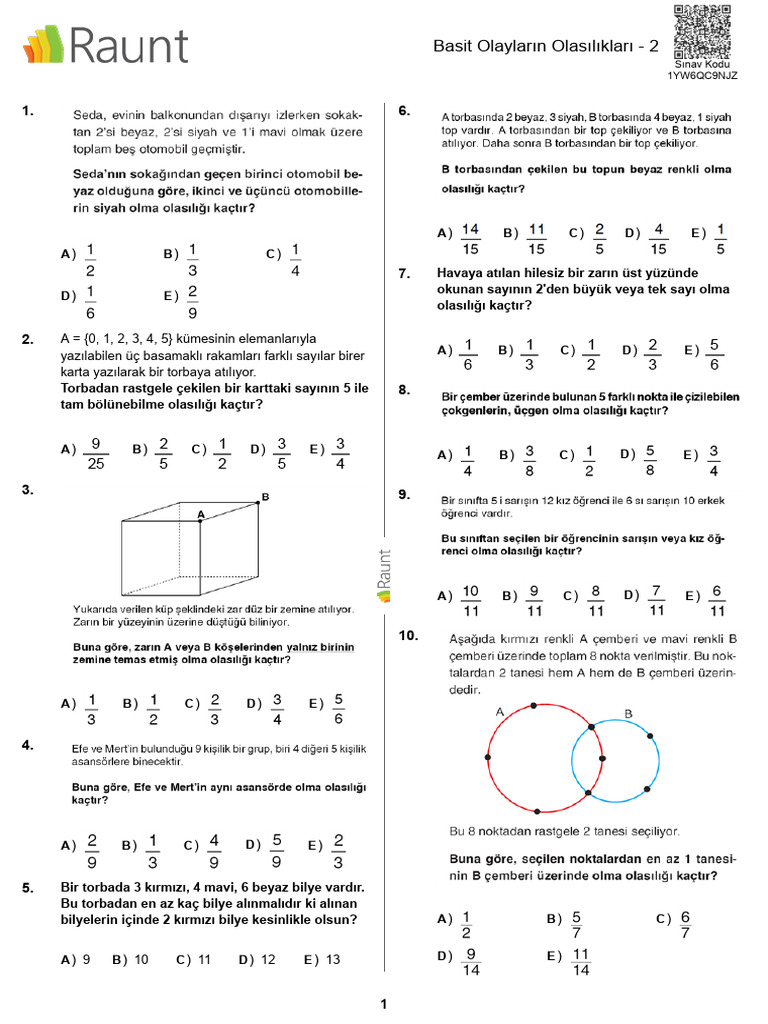 Basit Olayların Olasılıkları - 2-Null | PDF